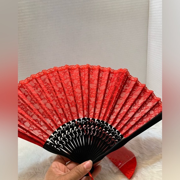 Accessories | Eastern Wind Red Lace Hand Folding Fans For Women New ...
